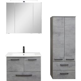 SAPHIR Badmöbel-Set »Quickset 945 3-teilig, Keramik-Waschtisch mit LED-Spiegelschrank« 4 Stk. tlg. Oxid Dunkelgrau quer