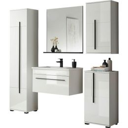 Inosign Badmöbel-Set »Cantara, Bad im modernen Design, 5-teiliges Badezimmer« Set, 5 Stk. tlg. weiß/weiß Hochglanz