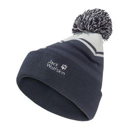 Jack Wolfskin M&uuml;tze "Stripy Pompom" in Dunkelblau/ Wei&szlig; - 11% | Gr&ouml;&szlig;e M | Kindermuetzen