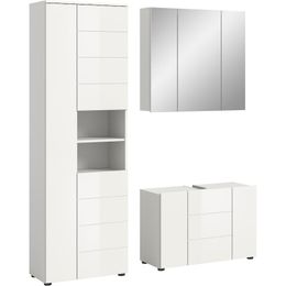 Welltime Badmöbel-Set »Biel, Höhe 190 cm, Hochschrank, Unterschrank, Spiegelschrank« 3 Stk. tlg. weiß Melamin