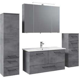 SAPHIR Badmöbel-Set »Quickset 945 4-teilig, Keramik-Waschtisch mit LED-Spiegelschrank« 5 Stk. tlg. Oxid Dunkelgrau quer