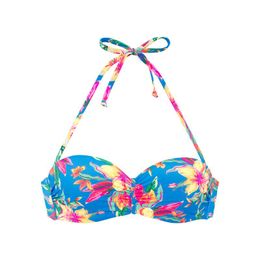 Lascana Bügel-Bandeau-Bikini-Top »Malia« mit tropischem Print blau bedruckt 32 - Cup A Cup A 32 Florales Design