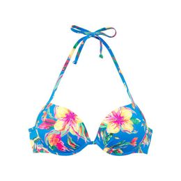 Lascana Push-Up-Bikini-Top »Malia« mit tropischem Print blau bedruckt 34 - Cup C Cup C 34 Florales Druckdesign