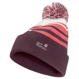Jack Wolfskin M&uuml;tze "Stripy Pompom" in Beere/ Pink/ Creme - 11% | Gr&ouml;&szlig;e S | Kindermuetzen