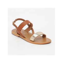 CALANK Leder-Sandalen in Hellbraun/ Gold - 61% | Größe 39 | Damen-sandalen