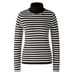 Oui Rollkragenpullover in Schwarz/ Creme - 67% | Gr&ouml;&szlig;e 36 | Damen-pullover-cardigans