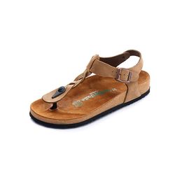 Comfortfusse Leder-Zehensandalen in Hellbraun - 73% | Größe 36 | Damen-sandalen