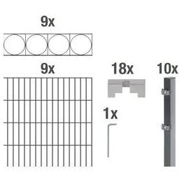 GAH Alberts Doppelstabmattenzaun ALBERTS "Oslo", grau (anthrazit), H:160cm, Stahl, Zaunelemente, anthrazit, H&ouml;he: 100-160cm, Gesamtl&auml;nge: 10-20m, zum Einbetonieren