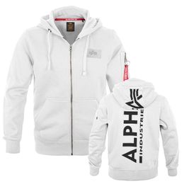 Alpha Industries Back Print Zip Hoody Kapuzenjacke weiß, Größe S