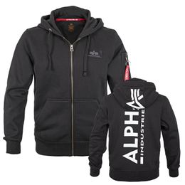 Alpha Industries Back Print Zip Hoody Kapuzenjacke schwarz, Größe M