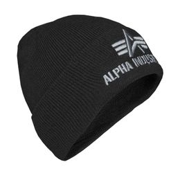 Alpha Industries 3D Beanie Mütze schwarz/silber