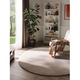 benuta Nest Waschbarer Kurzflor Teppich Melvin Beige ø 150 cm rund - Moderner Kurzflor-Teppich für Wohnzimmer