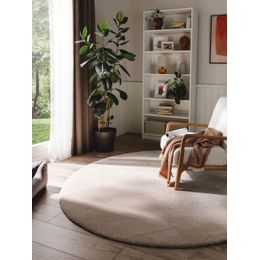benuta Nest Waschbarer Kurzflor Teppich Melvin Beige ø 150 cm rund - Moderner Kurzflor-Teppich für Wohnzimmer