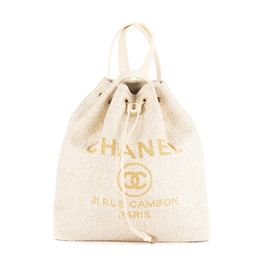 Chanel Crossbody Bags - Deauville Drawstring Bucket Backpack - Gr. unisize - in Beige - f&uuml;r Damen