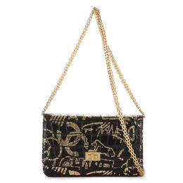 Chanel Crossbody Bags - 2.55 Graffiti Crocodile Reissue Wallet On Chain - Gr. unisize - in Schwarz - f&uuml;r Damen