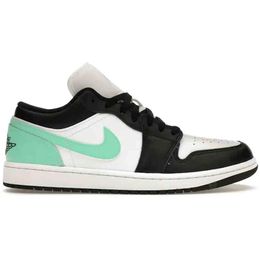Nike Low-Top Sneaker - Jordan 1 Low Green Glow - Gr. 47 - in Wei&szlig; - f&uuml;r Damen