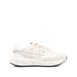 Premiata Low-Top Sneaker - Beige Low-Top Sneakers With Textured Leather Panel - Gr. 38 (EU) - in Beige - f&uuml;r Damen