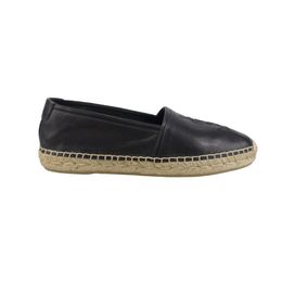 SAINT LAURENT Loafer - Espadrillas in pelle a grana - Gr. 41 (EU) - in Schwarz - f&uuml;r Damen