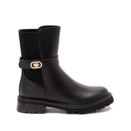 TWINSET Twin-Set Stiefel - Smooth Leather Ankle Boots With Gold-Tone Buckle A - Gr. 39 (EU) - in Schwarz - für Damen