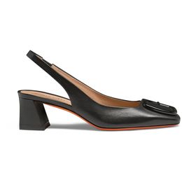 Santoni Hohe Schuhe - Women's leather midheel slingback - Gr. UK_5_5 - in Wei&szlig; - f&uuml;r Damen