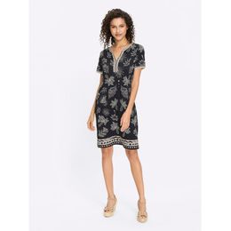 Heine Jersey-Kleid in schwarz-sand-bedruckt | Gr.: 34