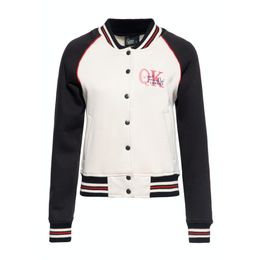 Queen Kerosin College Sweatjacke Poodle Lounge in wei&szlig; | Gr.: L