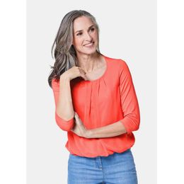 GOLDNER Blusenshirt Chiffon-Shirt mit 3/4-Arm, Rundhals in papaya | Gr.: 44