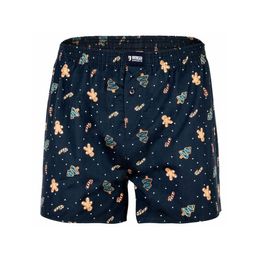 Happy Shorts Web-Boxershorts 1er Pack in Navy/Bordeaux X-Mas Cookies | Gr.: XL