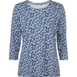 CR&Eacute;ATION L Damen Rundhalsshirt mit Bl&uuml;mchen-Print rauchblau-bleu-bedruckt Gr&ouml;&szlig;e 38