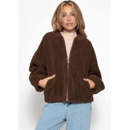 SASSYCLASSY Bomberjacke aus Teddyfell in Braun | Gr.: S