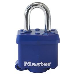 Master Lock Masterlock Vorh&auml;ngeschloss, Stahl, mit Thermoplasth&uuml;lle, VE 4 Stk, silber