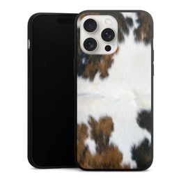DeinDesign iPhone 15 Pro Max Handy Premium Silikon H&uuml;lle Handyh&uuml;lle schwarz Case Cow Fur Cow Skin Silikon Premium Case