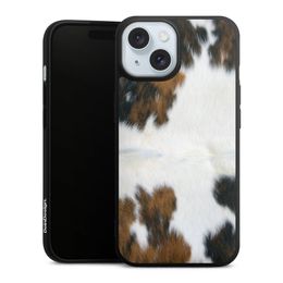 DeinDesign iPhone 15 Handy Premium Silikon H&uuml;lle Handyh&uuml;lle schwarz Case Cow Fur Cow Skin Silikon Premium Case