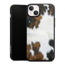 DeinDesign iPhone 14 Handy Premium Silikon H&uuml;lle Handyh&uuml;lle schwarz Case Cow Fur Cow Skin Silikon Premium Case