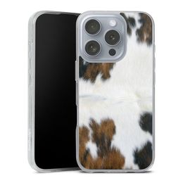 DeinDesign iPhone 16 Pro Handy Silikon H&uuml;lle Case transparent Handyh&uuml;lle Cow Fur Cow Skin Silikon Case