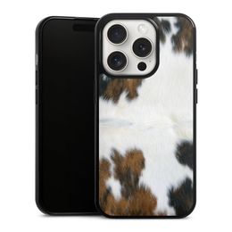 DeinDesign iPhone 15 Pro Handy Slim Case extra d&uuml;nn Silikon Handyh&uuml;lle schwarz H&uuml;lle Cow Fur Cow Skin Silikon Slim Case
