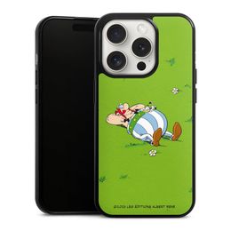 DeinDesign iPhone 15 Pro Handy Slim Case extra d&uuml;nn Silikon Handyh&uuml;lle schwarz H&uuml;lle Asterix Official Licensed Product Obelix Silikon Slim Case