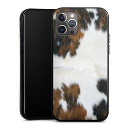 DeinDesign iPhone 12 Pro Handy Silikon H&uuml;lle Case schwarz Handyh&uuml;lle Cow Skin Fur Cow