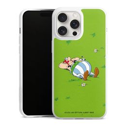 DeinDesign iPhone 15 Pro Max Handy Silikon H&uuml;lle Case wei&szlig; Handyh&uuml;lle Asterix Official Licensed Product Obelix Silikon Case