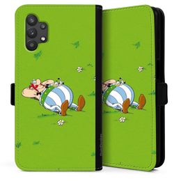 DeinDesign Galaxy A32 5G Handy Klapph&uuml;lle Handyh&uuml;lle aus Kunst Leder schwarz Flip Case Asterix Obelix Official Licensed Product Sideflip mit langer Lasche