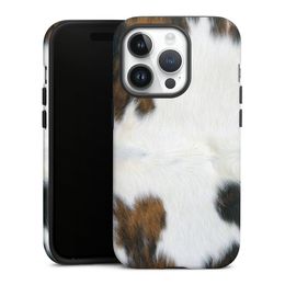 DeinDesign iPhone 14 Pro Handy Panzer Handyh&uuml;lle robuste Outdoor H&uuml;lle Schutzh&uuml;lle matt Cow Fur Cow Skin Tough Case