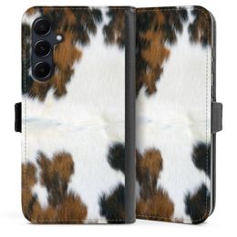 DeinDesign Galaxy A55 5G Handy Klapph&uuml;lle Handyh&uuml;lle aus Kunst Leder schwarz Flip Case Cow Skin Fur Cow Sideflip mit Lasche