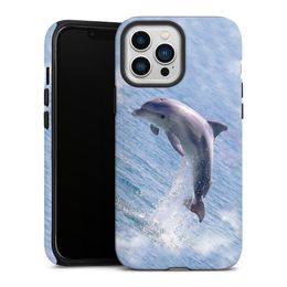DeinDesign iPhone 13 Pro Max Handy Panzer Handyh&uuml;lle robuste Outdoor H&uuml;lle Schutzh&uuml;lle matt Ocean Dolphin Wale Tough Case