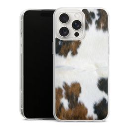 DeinDesign iPhone 15 Pro Max Handy Silikon H&uuml;lle Case transparent Handyh&uuml;lle Cow Fur Cow Skin Silikon Case