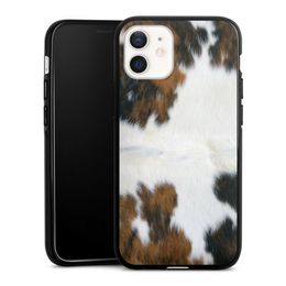 DeinDesign iPhone 12 mini Handy Silikon H&uuml;lle Case schwarz Handyh&uuml;lle Cow Fur Cow Skin