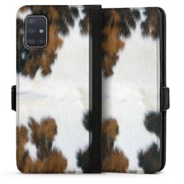 DeinDesign Galaxy A51 Handy Klapph&uuml;lle Handyh&uuml;lle aus Kunst Leder schwarz Flip Case Cow Fur Cow Skin Sideflip mit Lasche