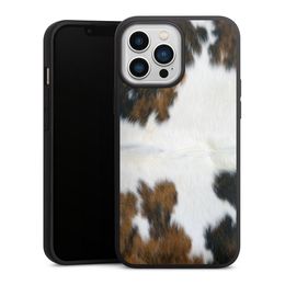 DeinDesign iPhone 13 Pro Max Handy Premium Silikon H&uuml;lle Handyh&uuml;lle schwarz Case Cow Fur Cow Skin Silikon Premium Case