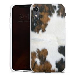 DeinDesign iPhone Xr Handy Silikon H&uuml;lle Case wei&szlig; Handyh&uuml;lle Cow Fur Cow Skin Silikon Case