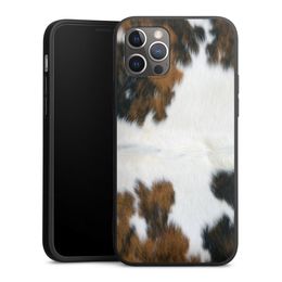 DeinDesign iPhone 12 Pro Handy Premium Silikon H&uuml;lle Handyh&uuml;lle schwarz Case Cow Fur Cow Skin Silikon Premium Case