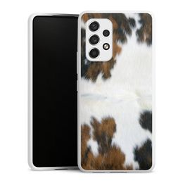 DeinDesign Galaxy A53 5G Handy Silikon H&uuml;lle Case wei&szlig; Handyh&uuml;lle Cow Skin Fur Cow Silikon Case